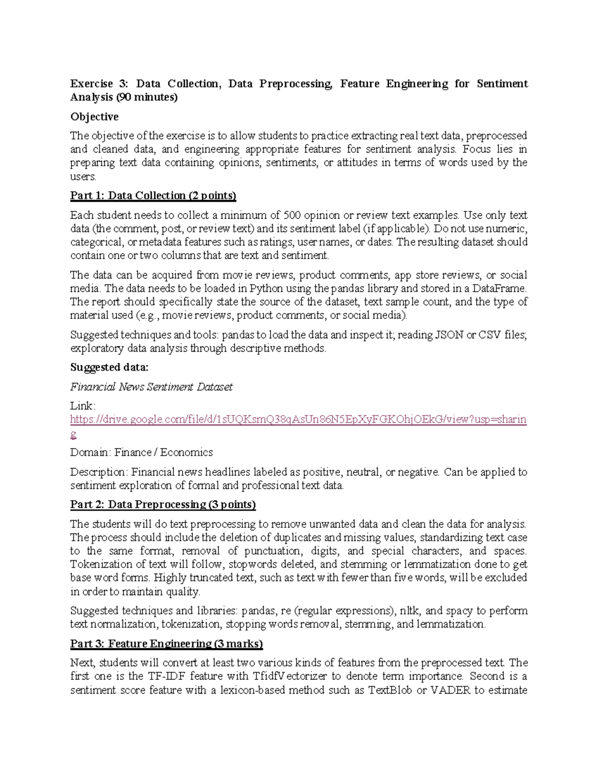 Exercise 3: Data Collection & Preprocessing for Sentiment Analysis - Studocu