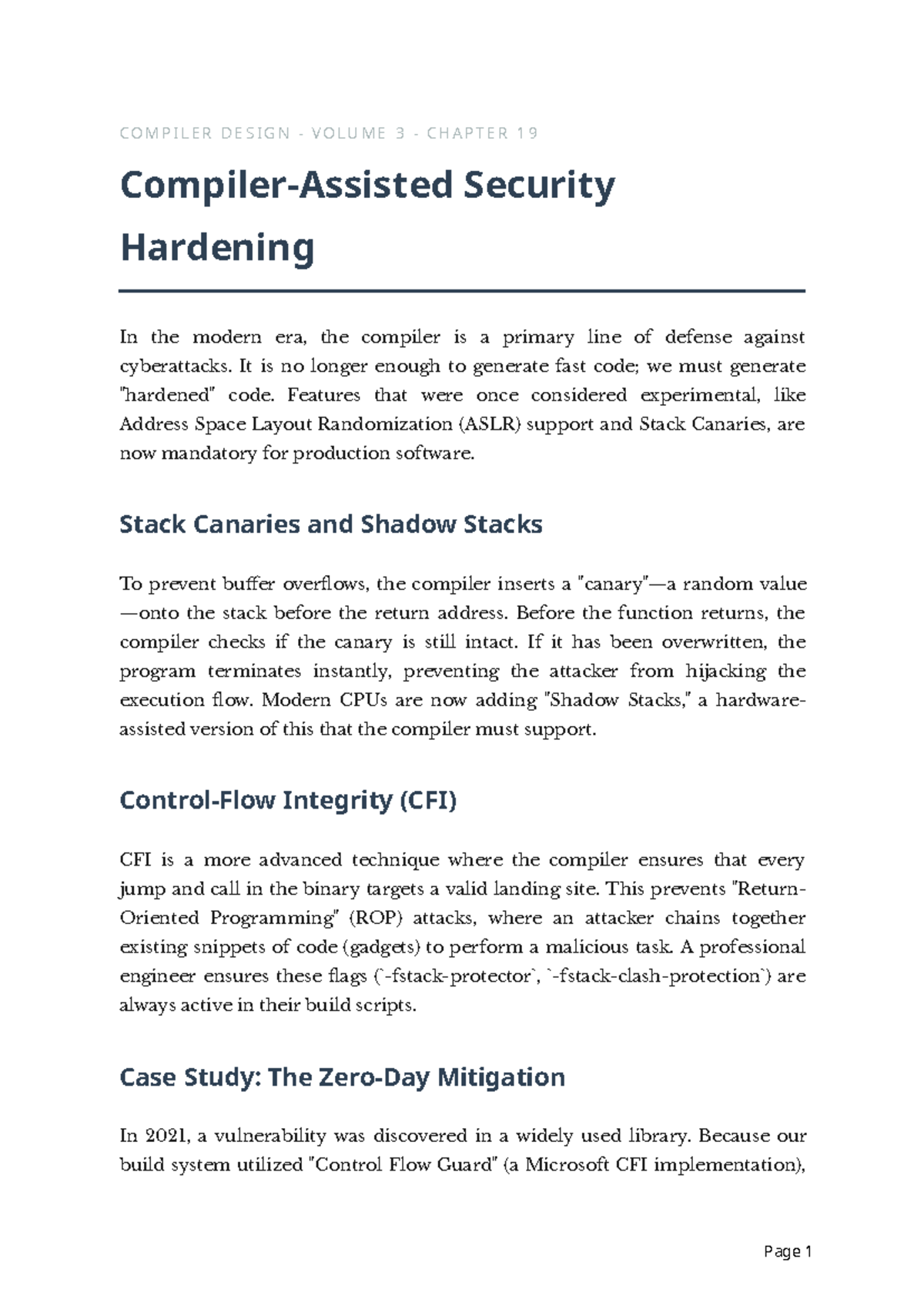 COMPILER DESIGN V3 CH19: Security Hardening Techniques - Studocu