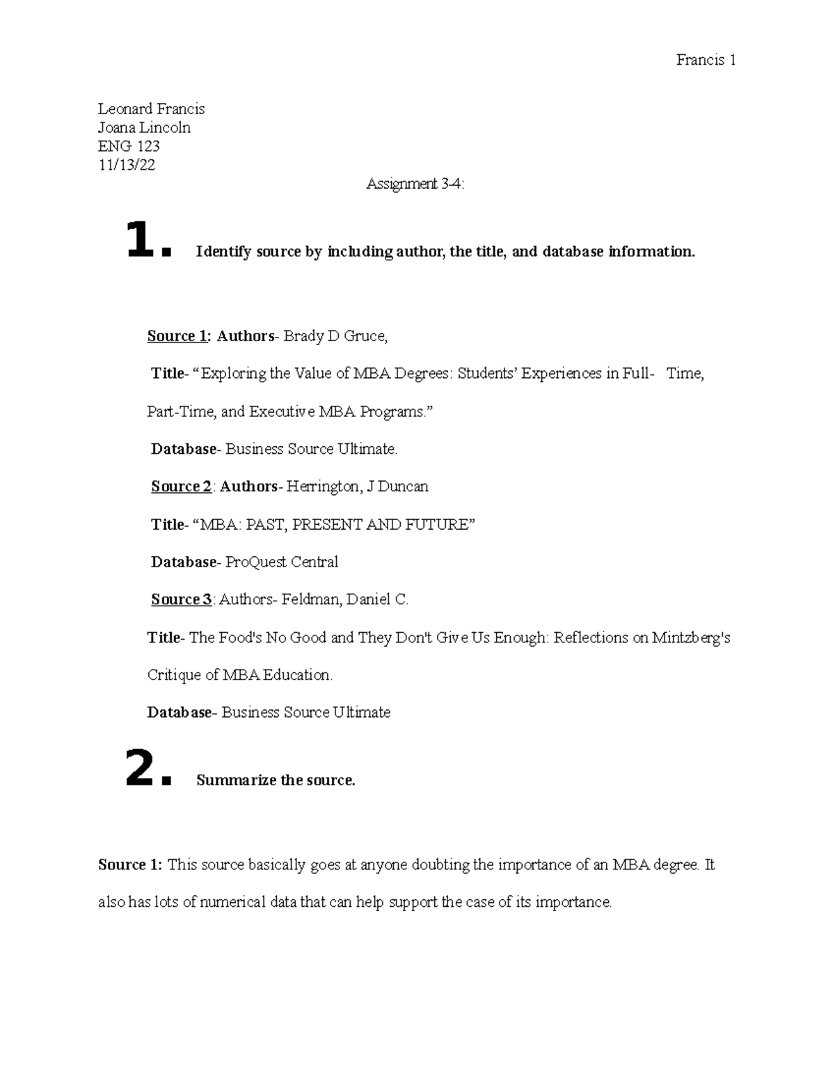 Assignment 3-4 - Identify source by including author, the title, and ...