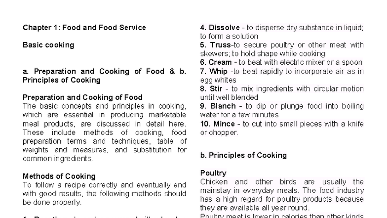 EED TLE 2 I Reviewer: Chapter 1-3 on Food Service & Cooking Principles ...