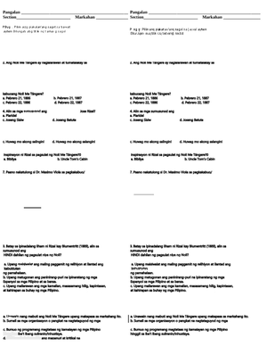 356185615 Answer Sheet Sample for Shading - EXAMINEE NO. 0000 1111 2222 ...