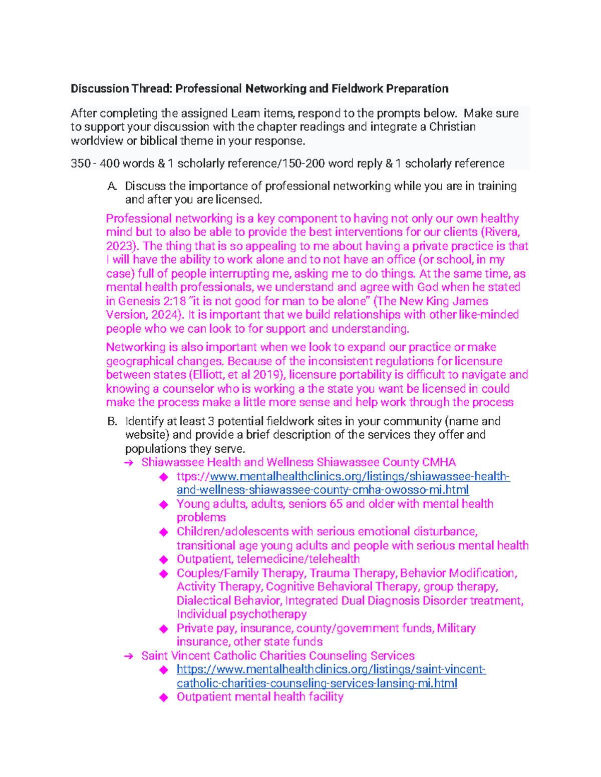 Module 2 - Discussion Questions on Networking & Fieldwork Preparation ...