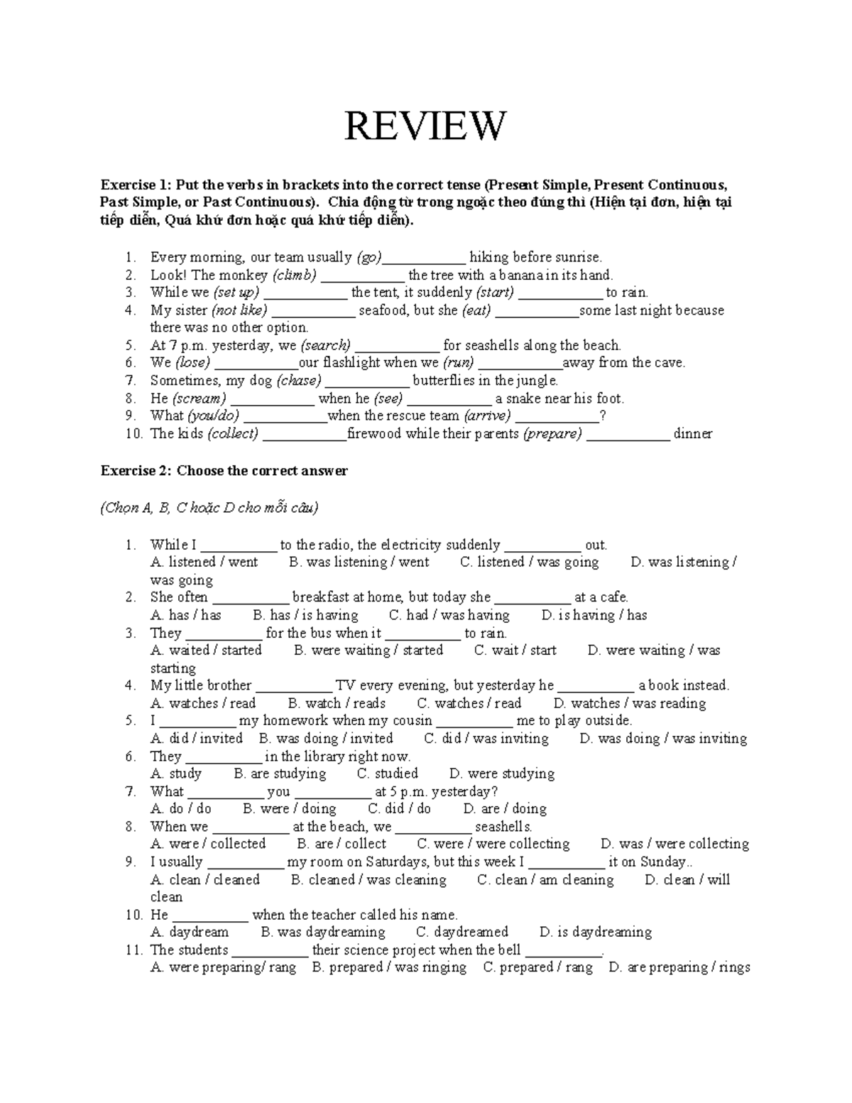 REVIEW Exercise 1-6: Advanced Grammar Practice (Ngữ pháp) - Studocu