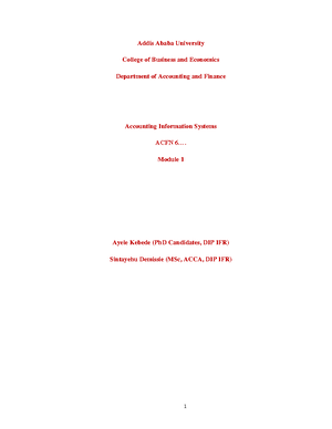 Final Exam for AIS - COLLEGE OF BUSINESS AND ECONOMICS DEPARTMENT OF ...