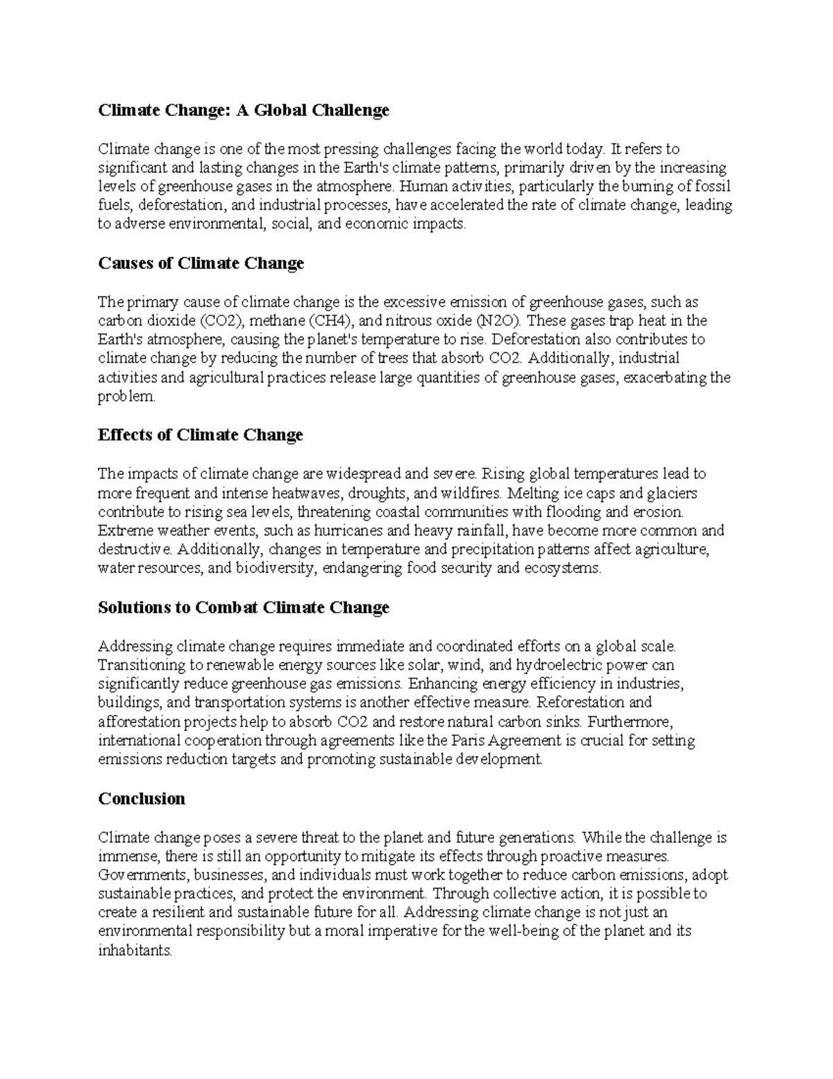 Climate change - notes - Climate Change: A Global Challenge Climate ...