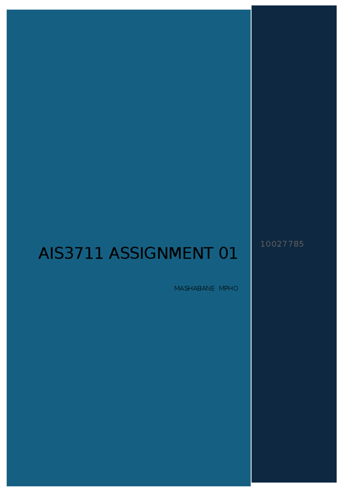 AIS3711 Assignment 01: RDA and MARC 21 Overview by Mpho Mashabane - Studocu