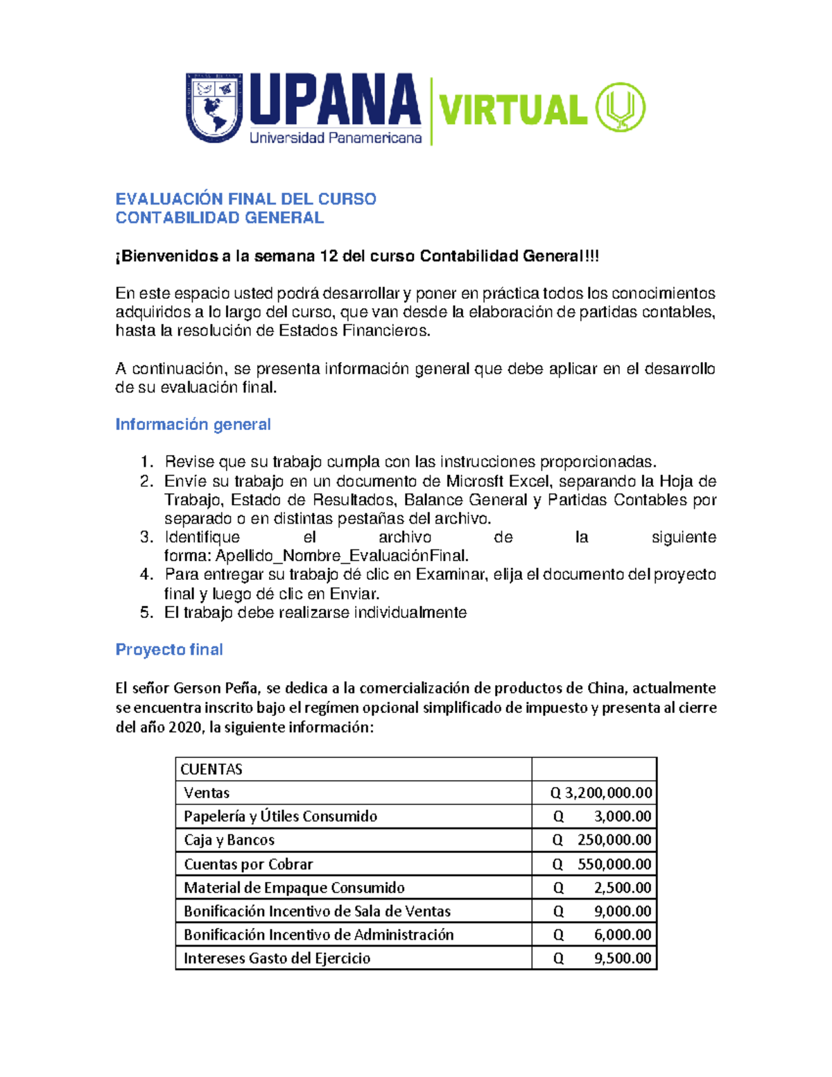 Evaluación Final Proyecto de Contabilidad General - Conta I - Studocu