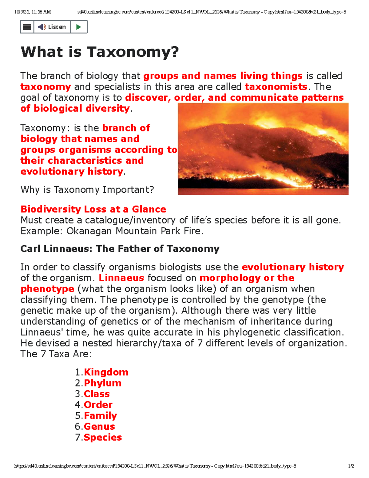 Modern Taxonomy: Understanding the 7 Levels of Classification (LSc11) - Studocu