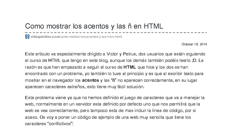Cómo Mostrar Acentos y Ñ en HTML - Guía Práctica - Studocu