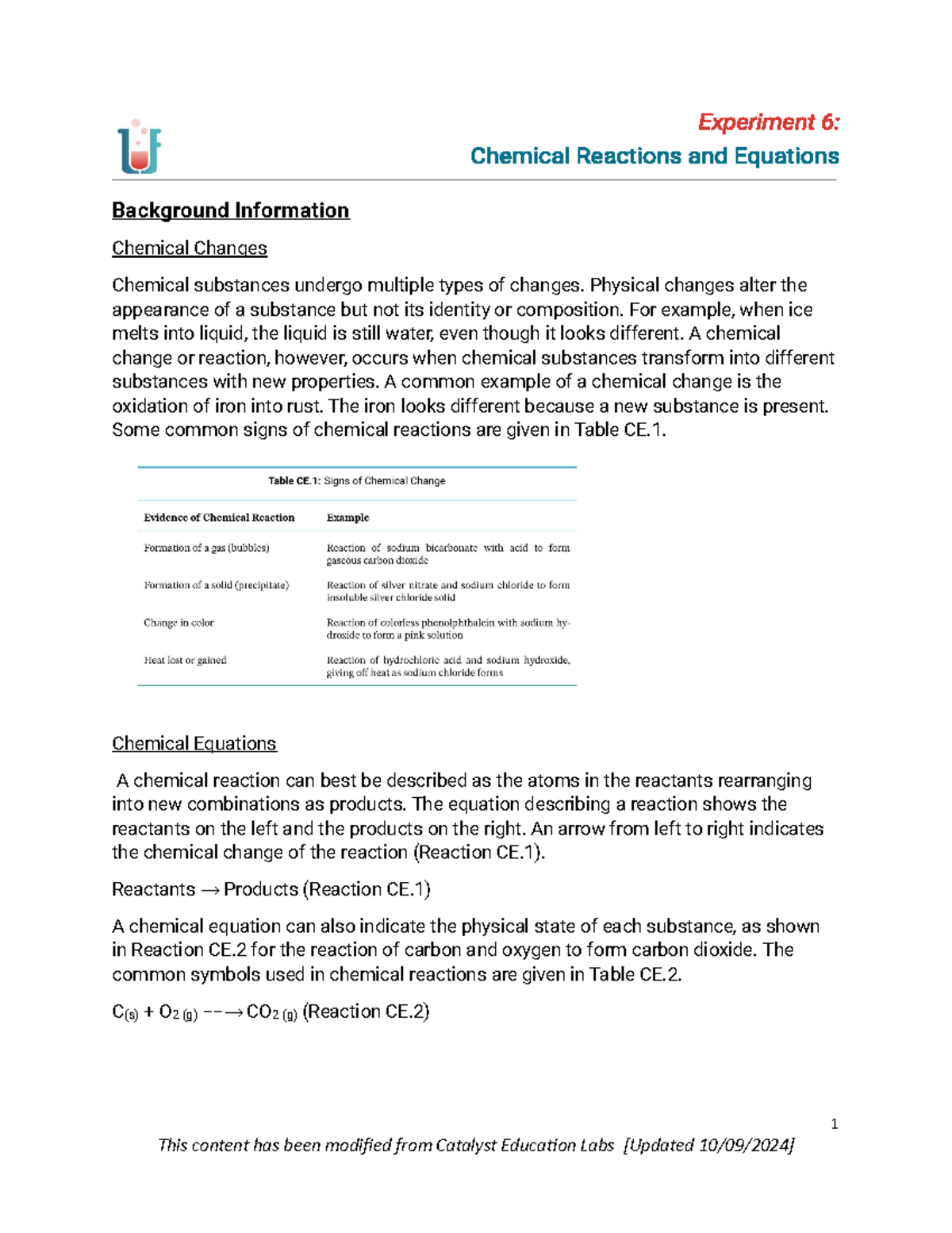 Chemistry 101: Lab Report on Chemical Reactions & Equations (Exp 6 ...