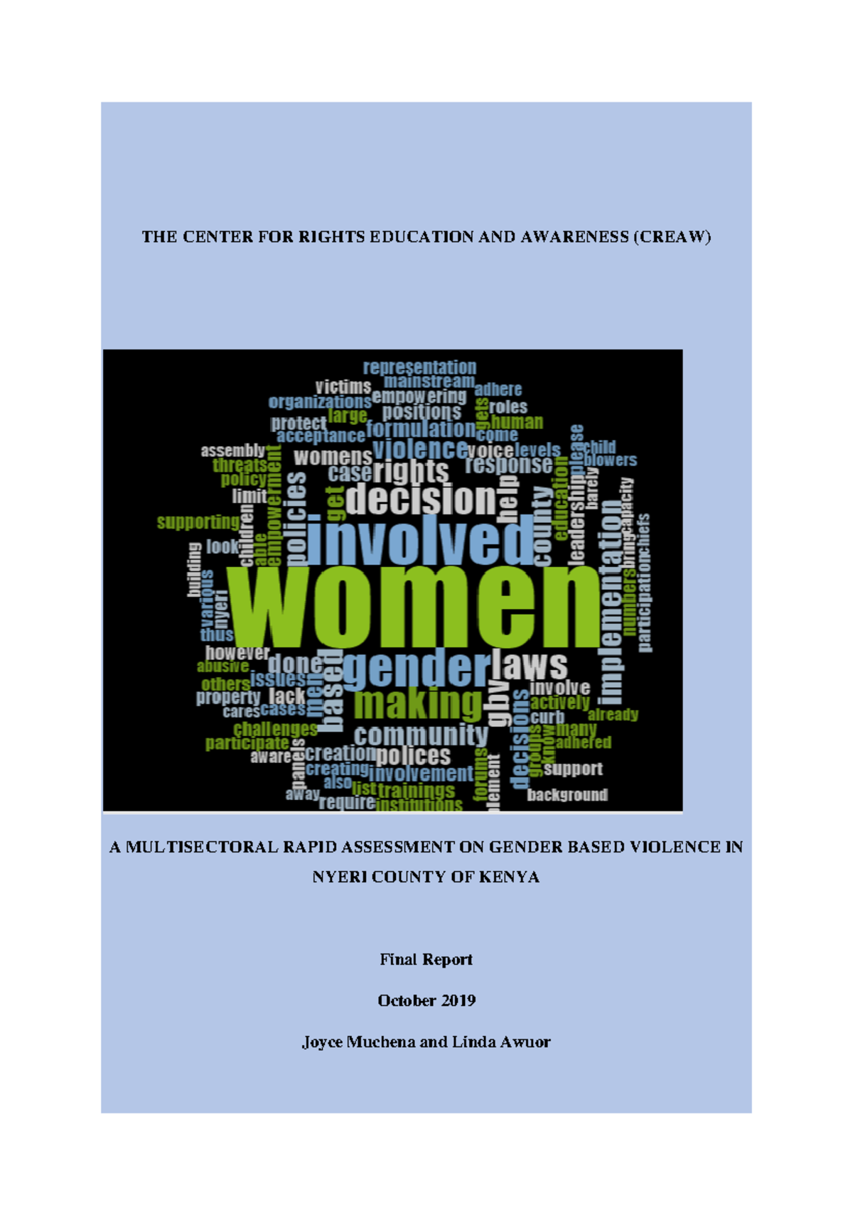 Rapid Multi-Sectoral GBV Assessment Report: Insights from Nyeri County ...