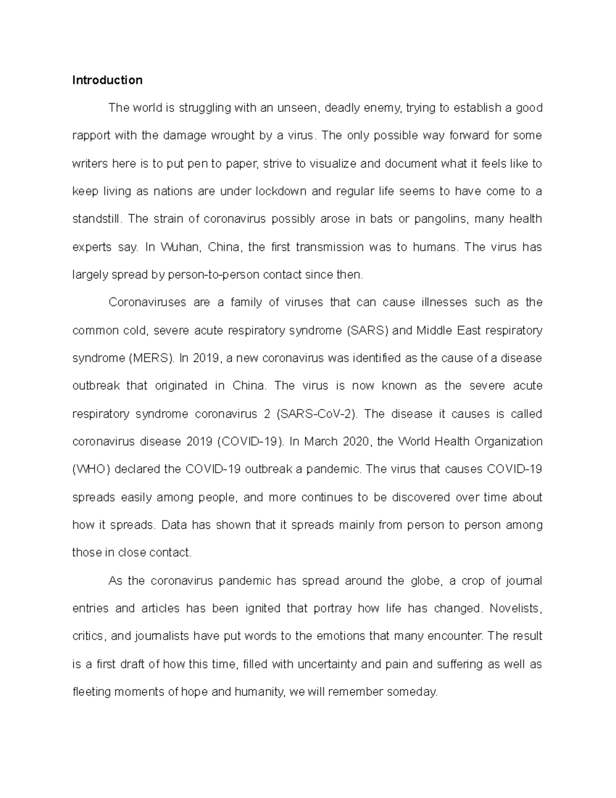 ENG-101 Final Essay: Navigating Student Life During the COVID-19 ...