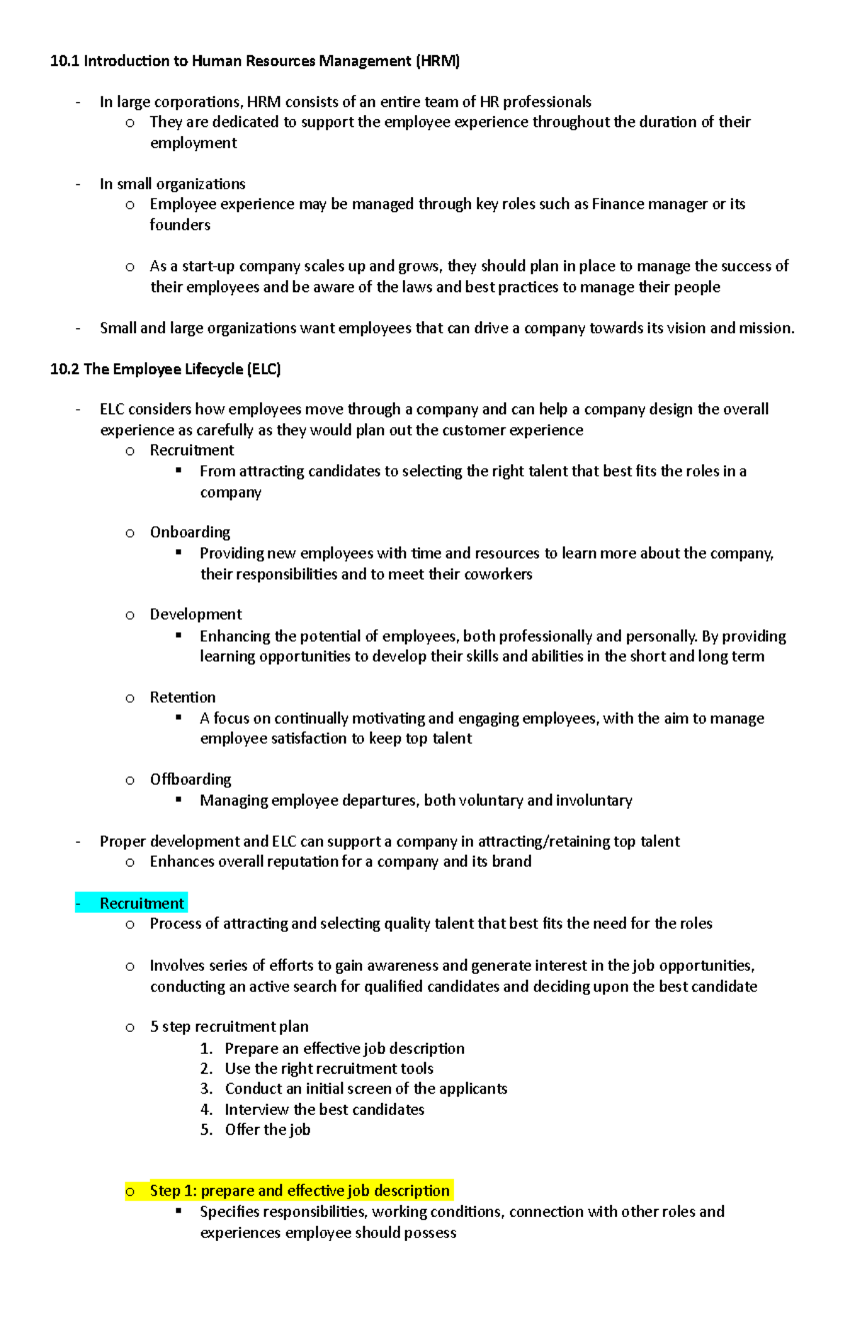 Chapter 10 notes afm 132 - 10 Introduction to Human Resources ...