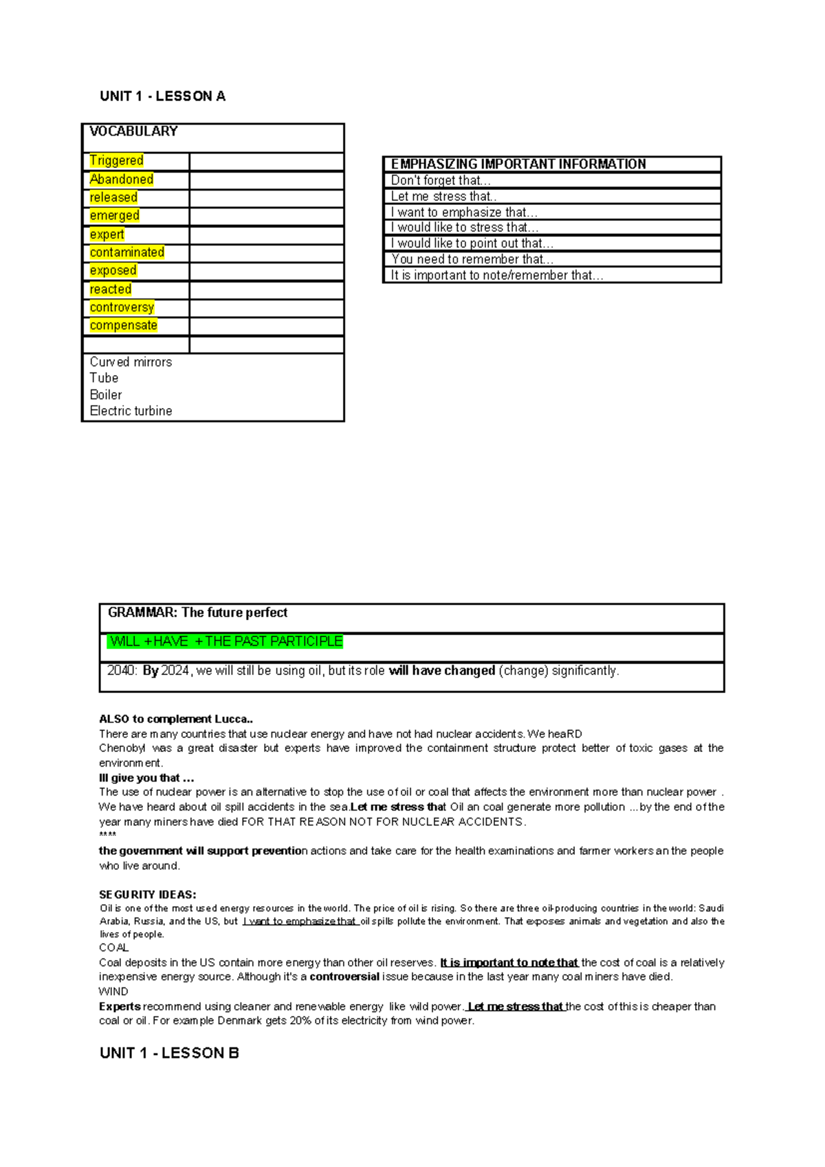 A08 Notes: Energy Resources & Environmental Impact - Units 1-5 - Studocu