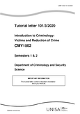 cmy1502 - Unisa - Introduction to Criminology: Victims and Reduction of ...