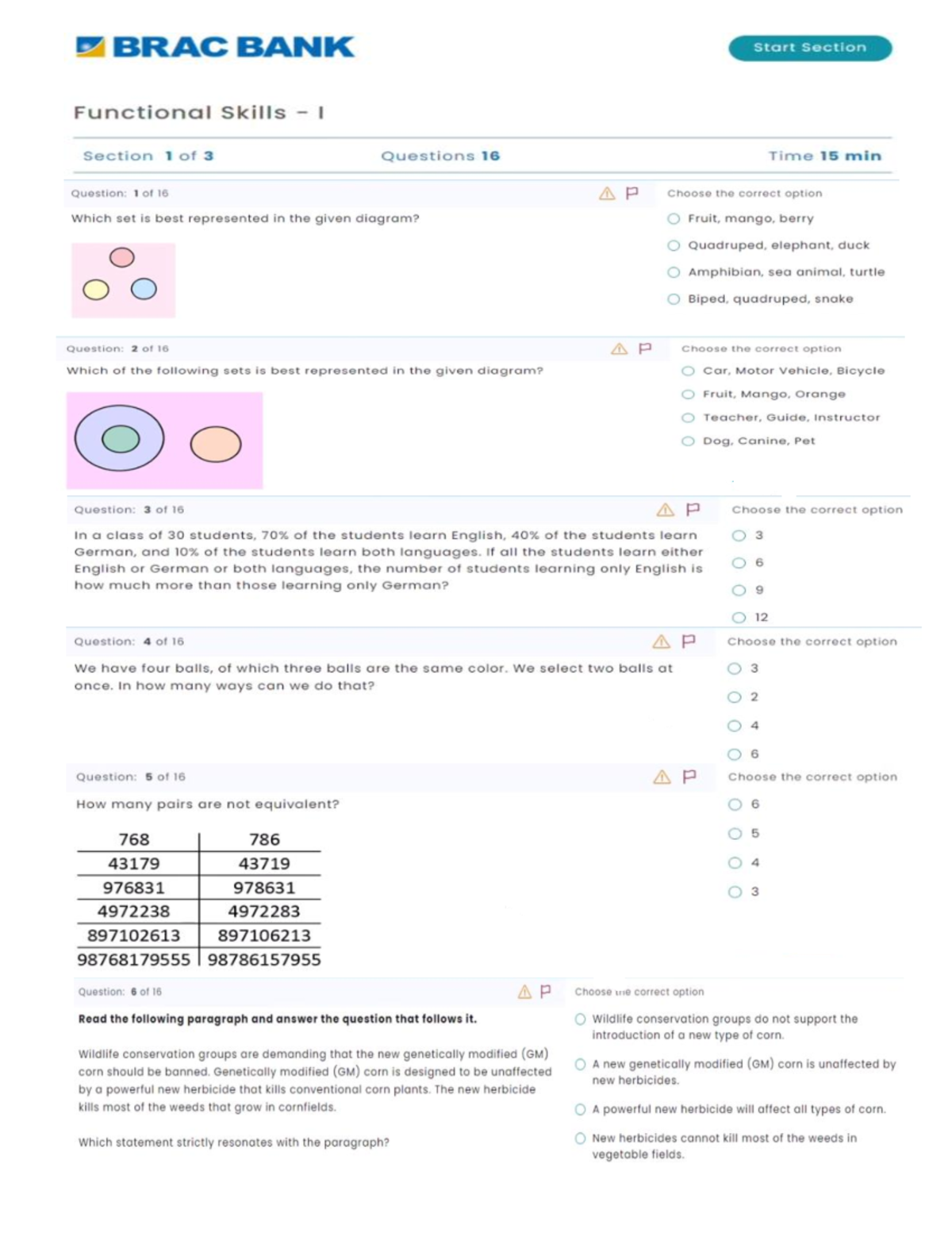 BRAC Bank Functional Skills Exam 2024: Sample Q&A Practice - Studocu