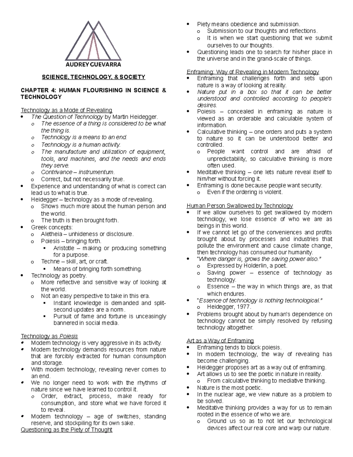 Science and Technology and Society (STS) Module 6: The Good Life ...