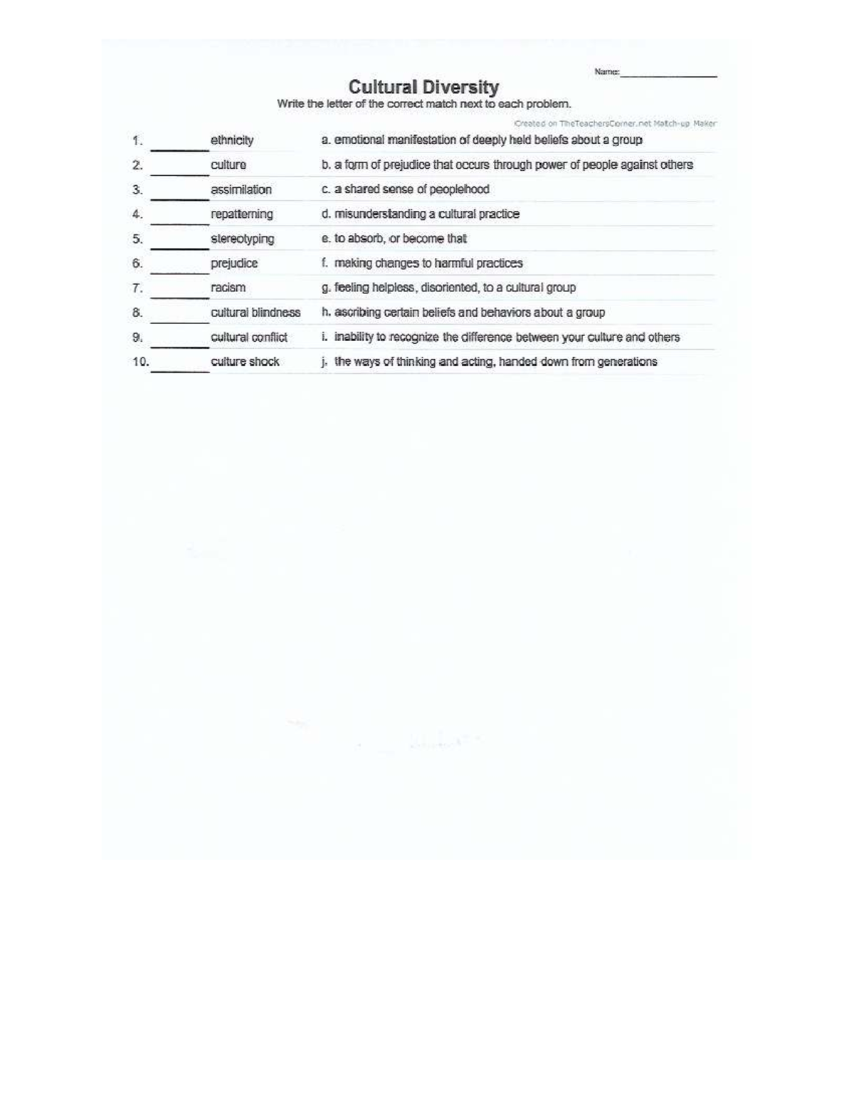 Cultural Diversity Matching - Notes on Key Concepts and Terms - Studocu
