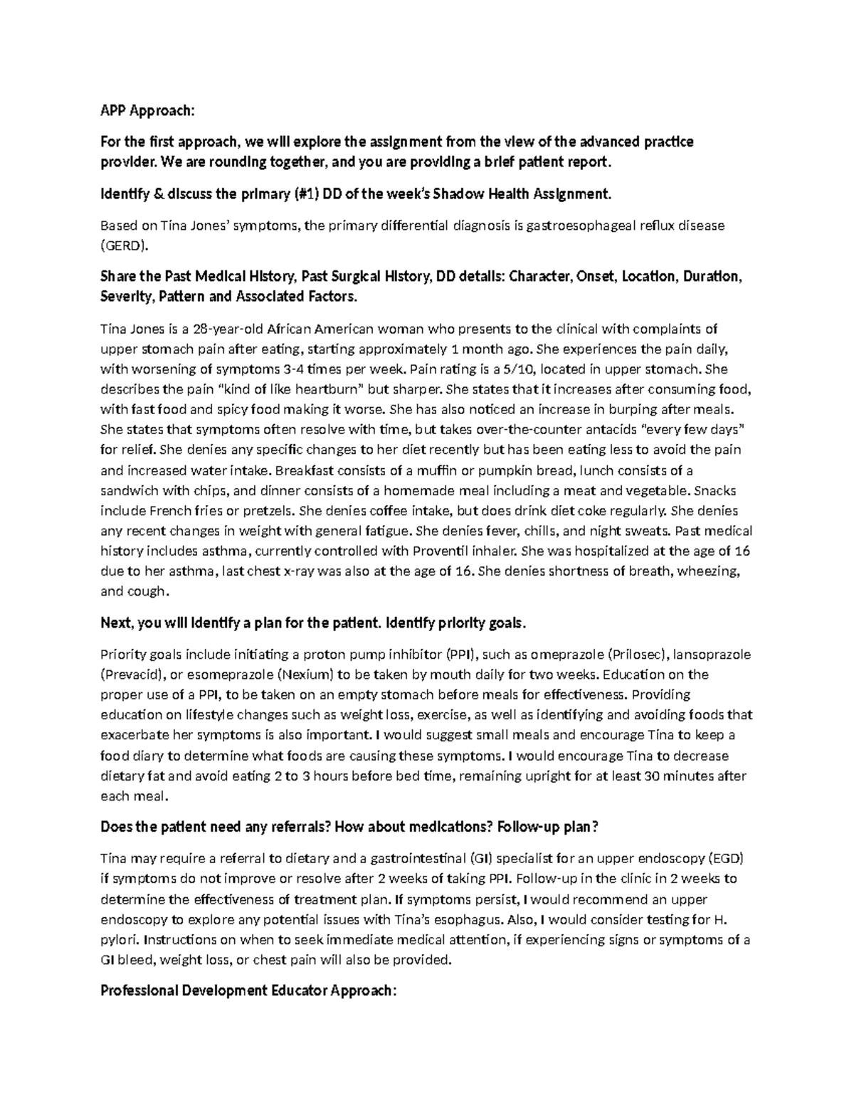 Gastrointestinal Case Study: GERD Diagnosis & Management (NURS 310 ...