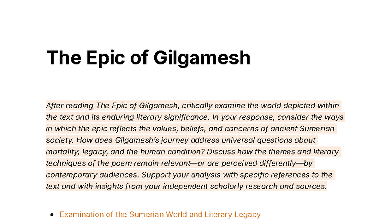 Gilgamesh epic - The Epic of Gilgamesh After reading The Epic of ...