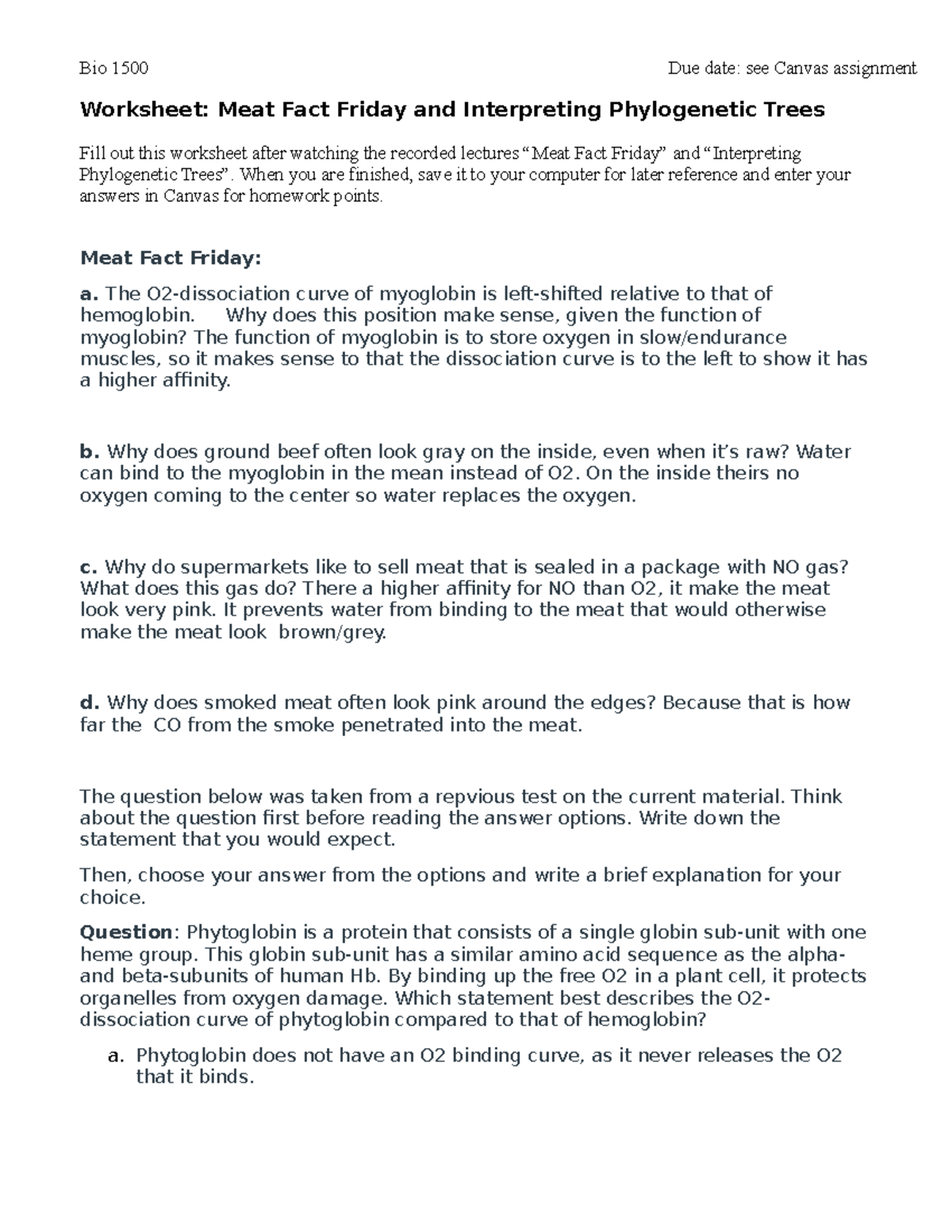#19A Meat FF phylogeny-1 - Worksheet: Meat Fact Friday and Interpreting ...