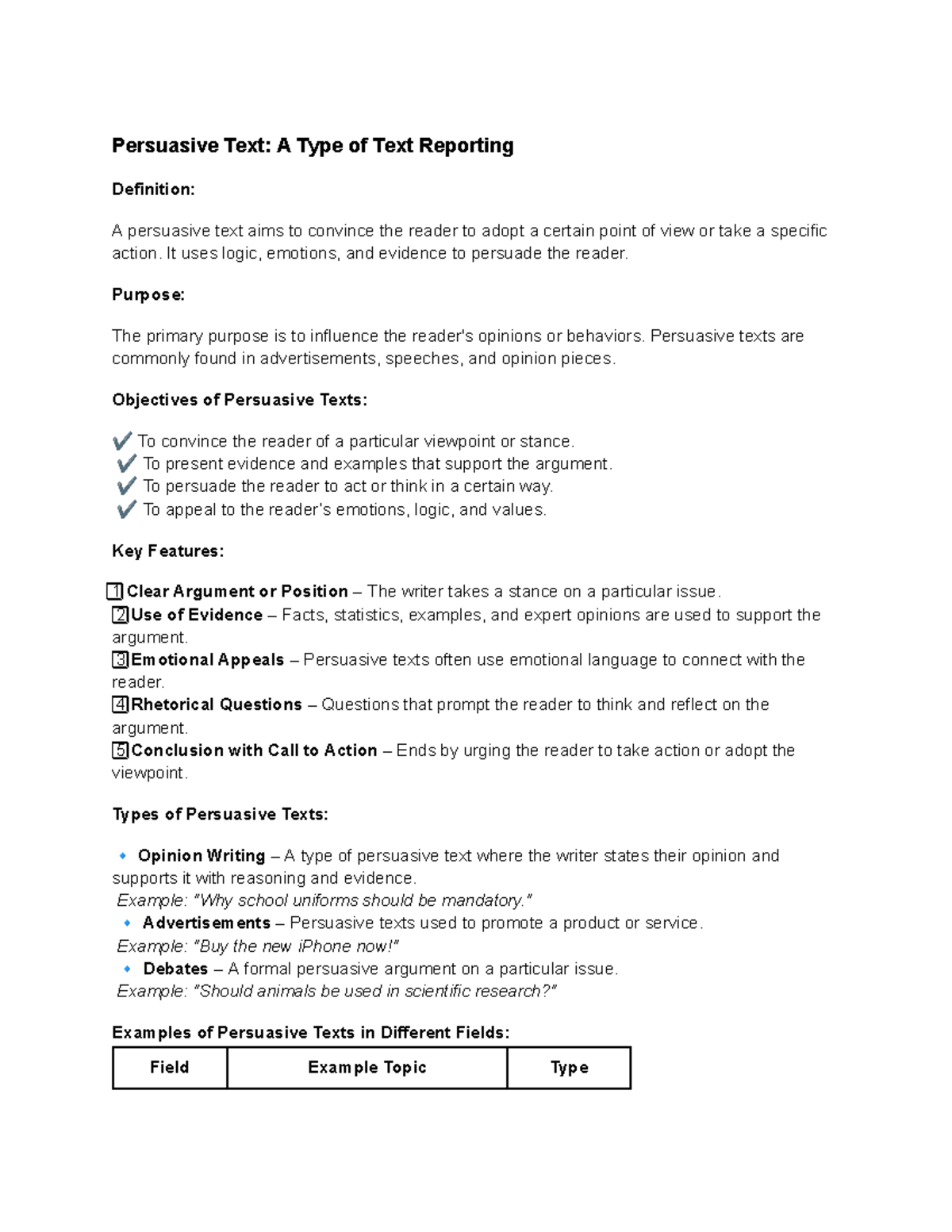 Persuasive Text Overview: Definition, Purpose & Key Features - Studocu