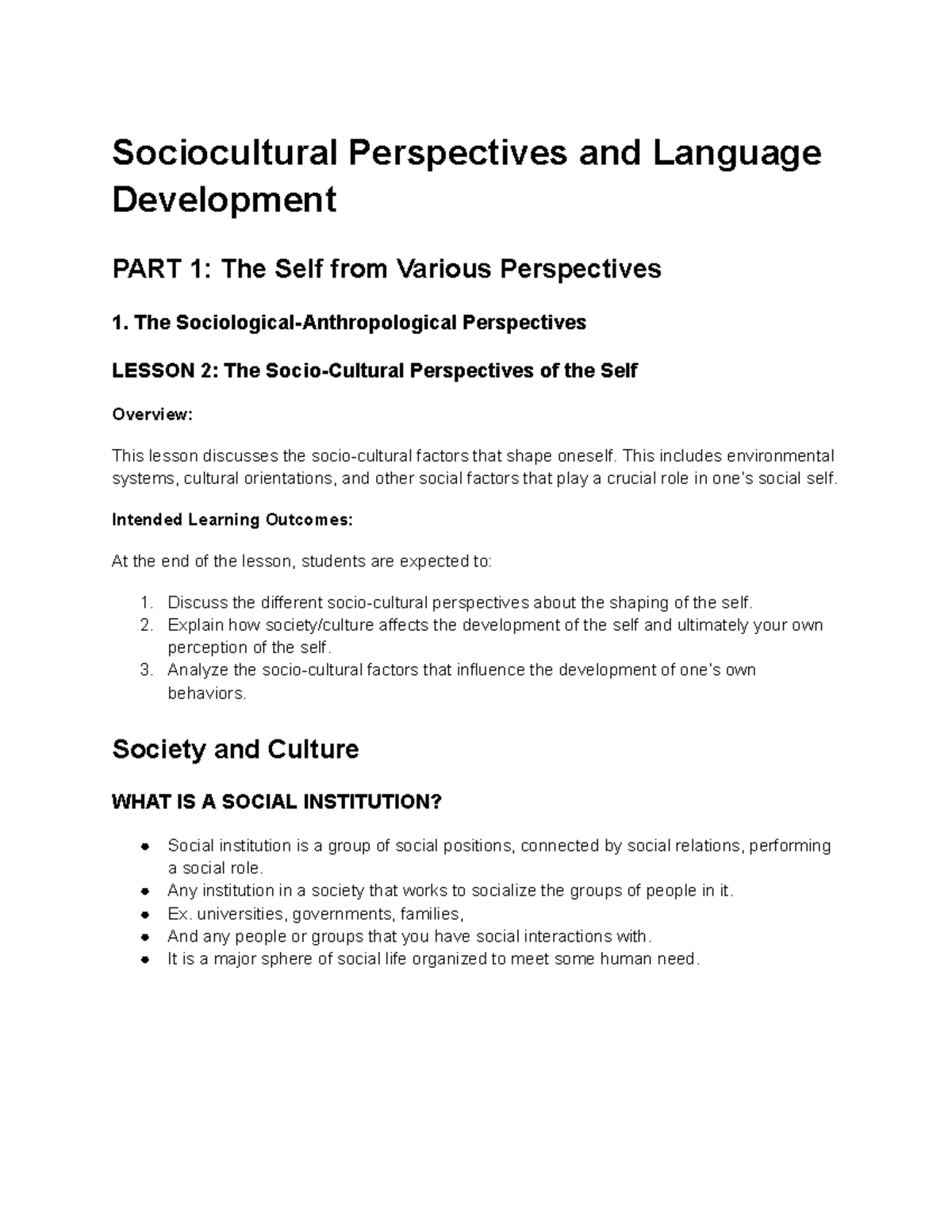 Sociocultural Perspectives and Language Development - The Sociological ...