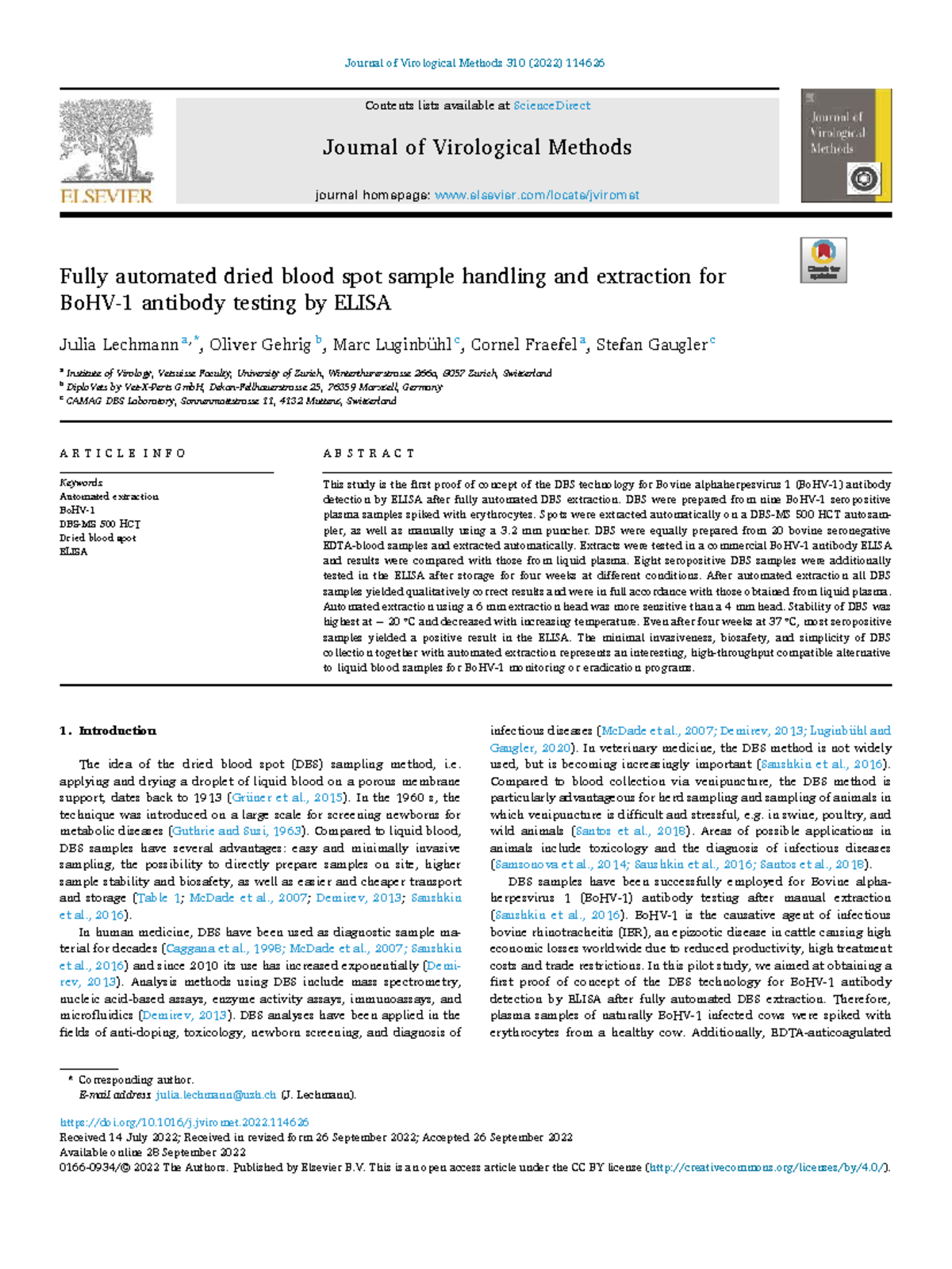 Automated DBS Sample Handling & Extraction for Antibody Testing ELISA ...
