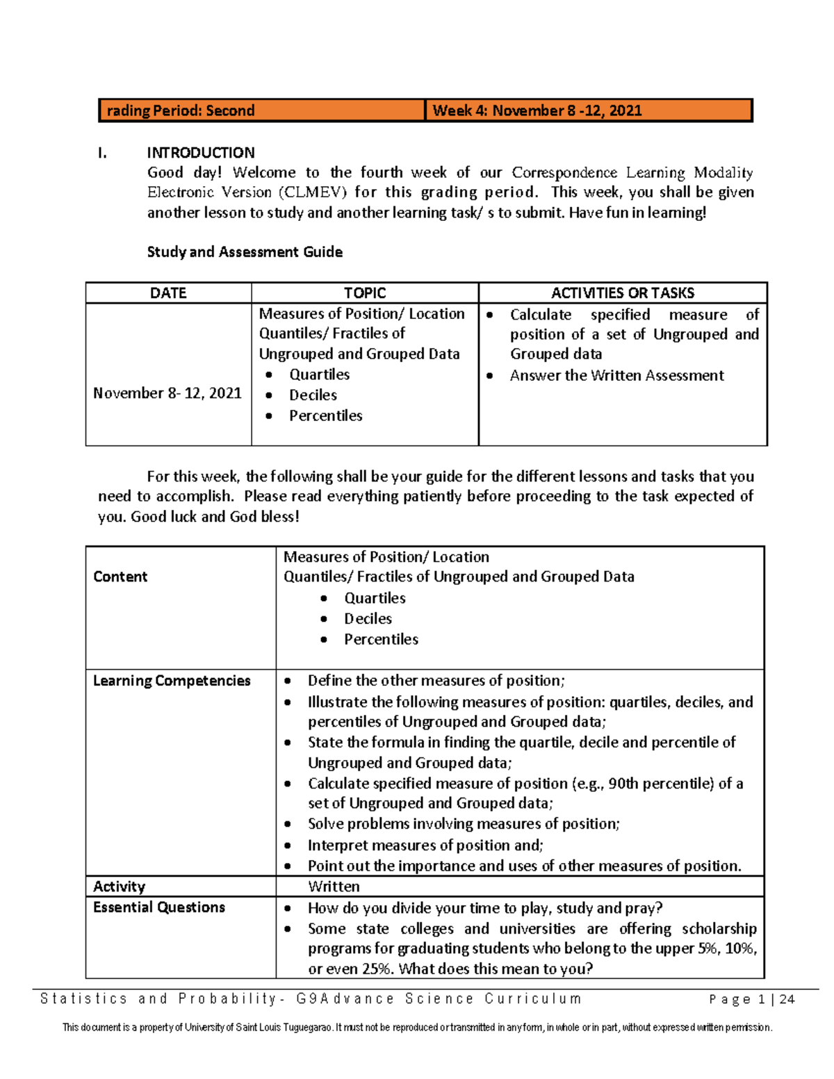 WEEK-4-GRADE-9-ADVANCE-STATISTICS - S t a t i s t i c s a n d P r o b a ...