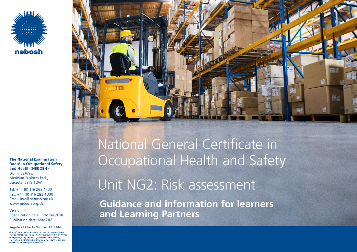 NEBOSH NG2: Learner Guide for Risk Assessment in Health & Safety - Studocu