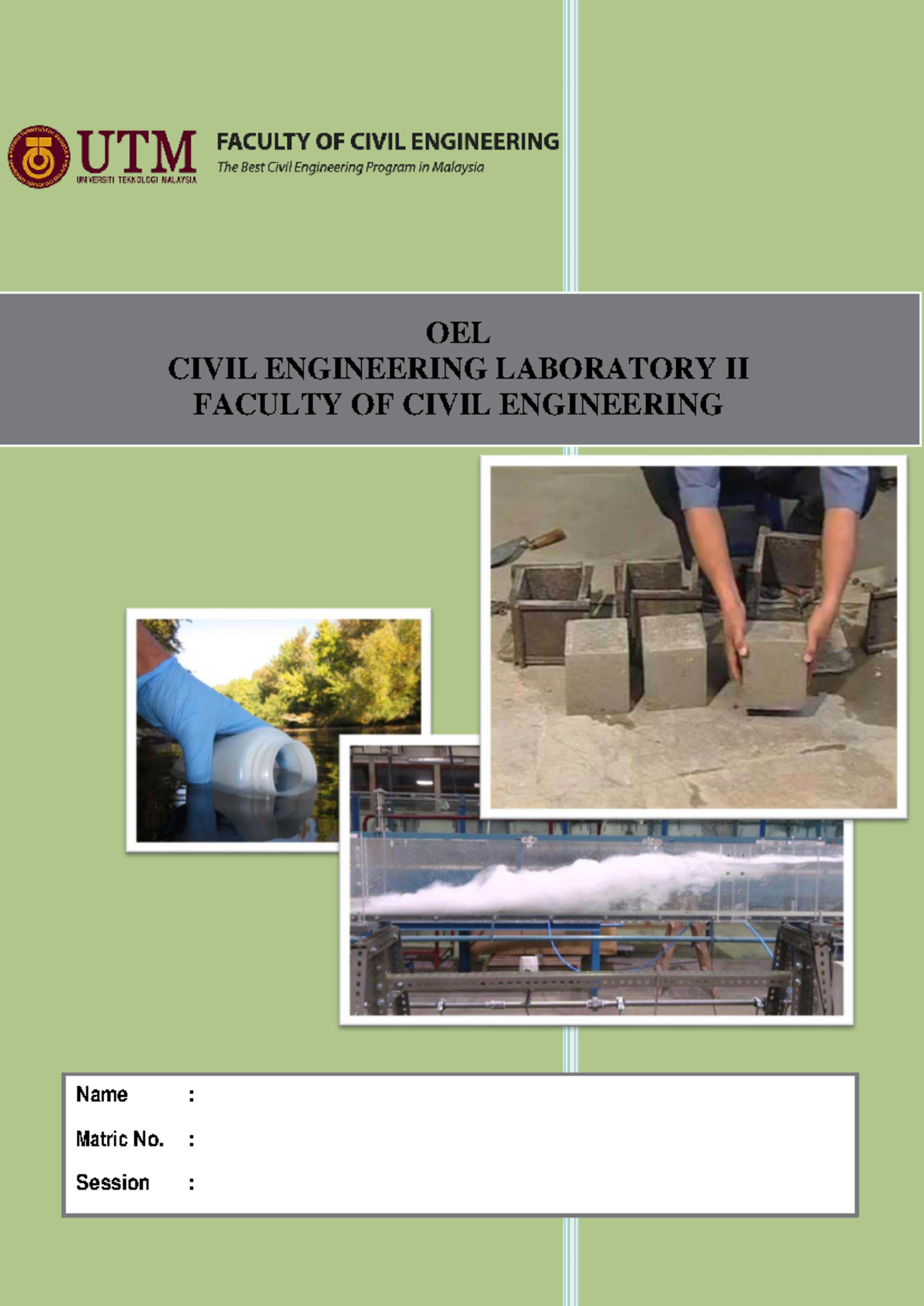 OEL SEAA SEAB 3012: Civil Engineering Laboratory Data Sheets 2023 - Studocu