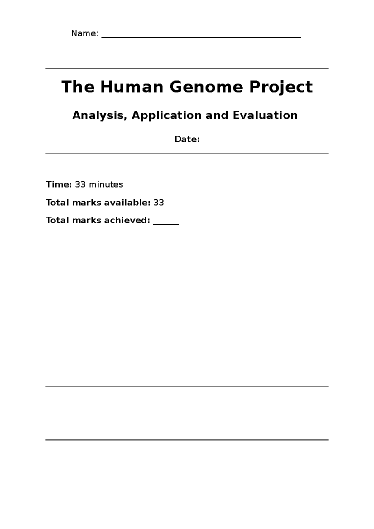 The Human Genome Project - Name ...