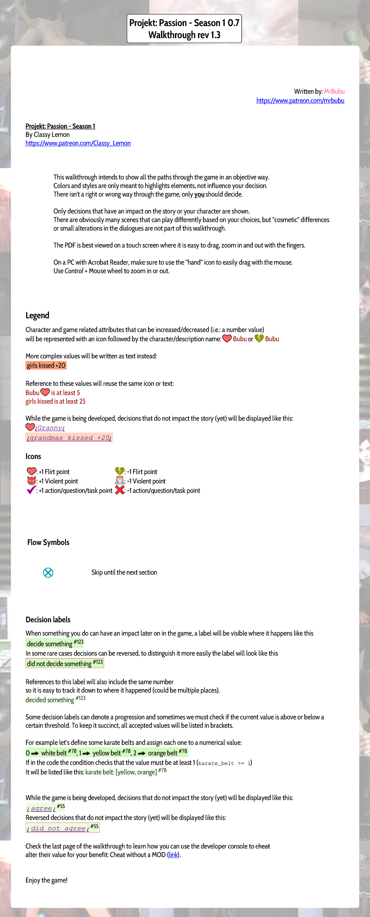 Projekt: Passion Season 1 Walkthrough - All Paths Explored - Studocu