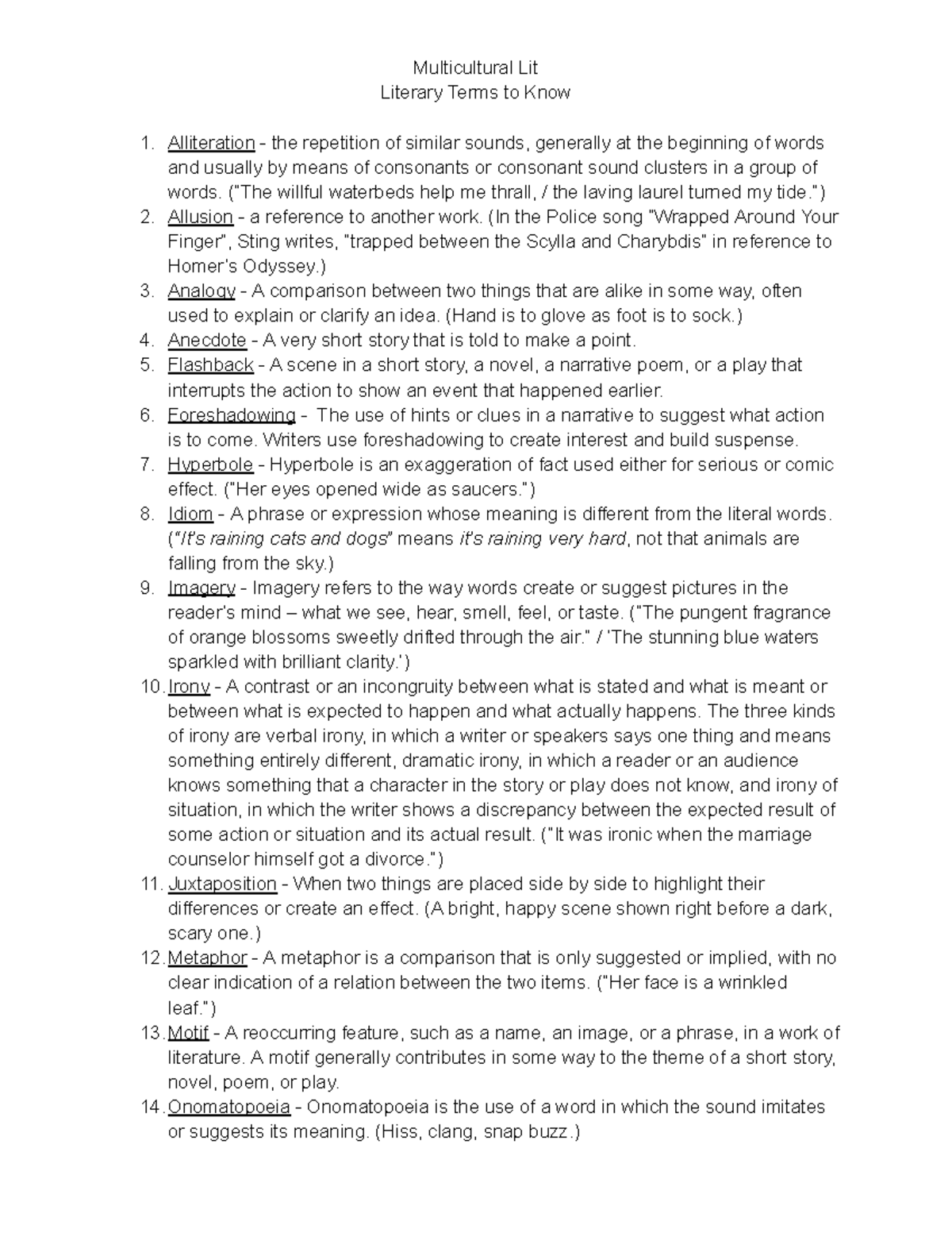 Multicultural Lit: Key Literary Terms for Analysis and Understanding ...