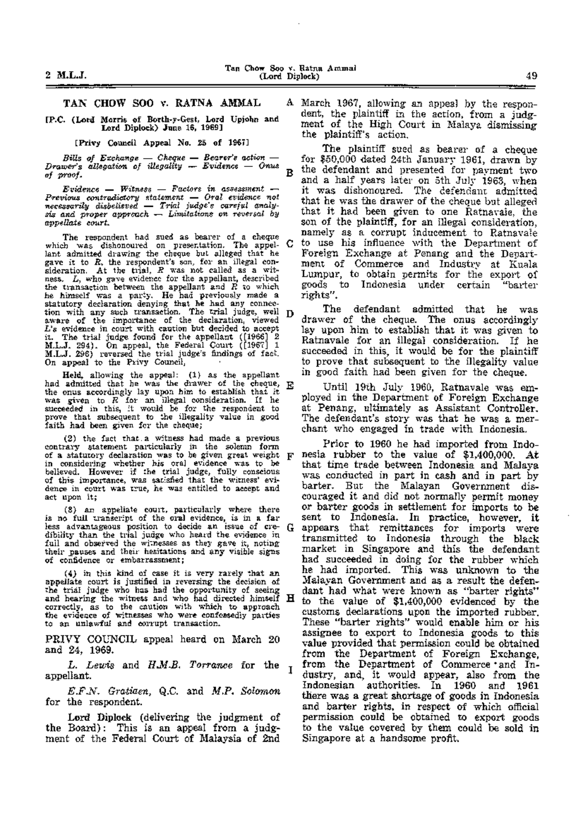 Case Study: TAN CHOW SOO v. Ratna Ammal - Privy Council Appeal Analysis ...