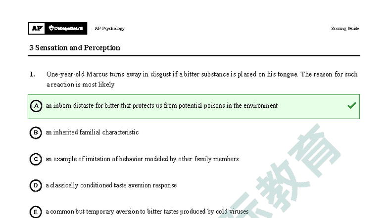 AP Psychology SG 3: Sensation and Perception Study Guide - Studocu