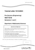 MAT1510 - Unisa - Precalculus A - Studocu