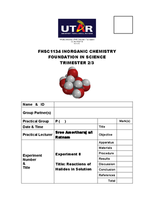 FHSC1134 Full Report Template - inorganic chemistry - FHSC1134 ...