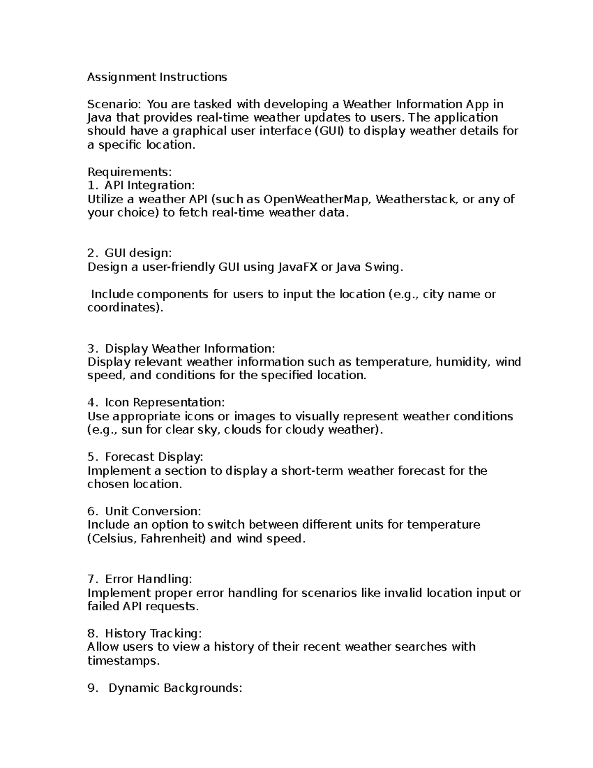 Java Weather App Development Assignment Instructions - Studocu