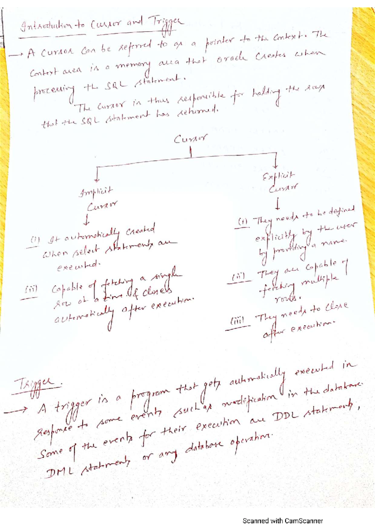 Cursor and Triggers - Best Notes for AKTU Exam - Studocu