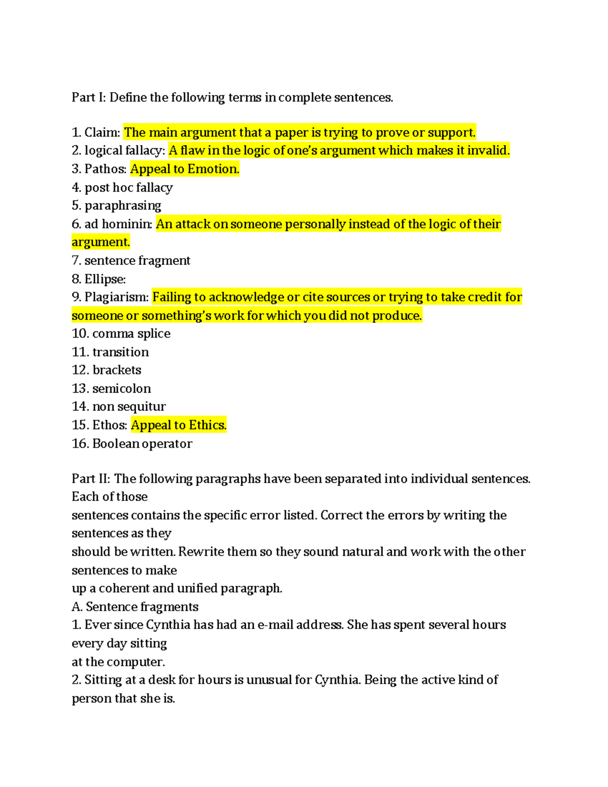 Essay Notes: Argumentation and MLA Formatting - Studocu