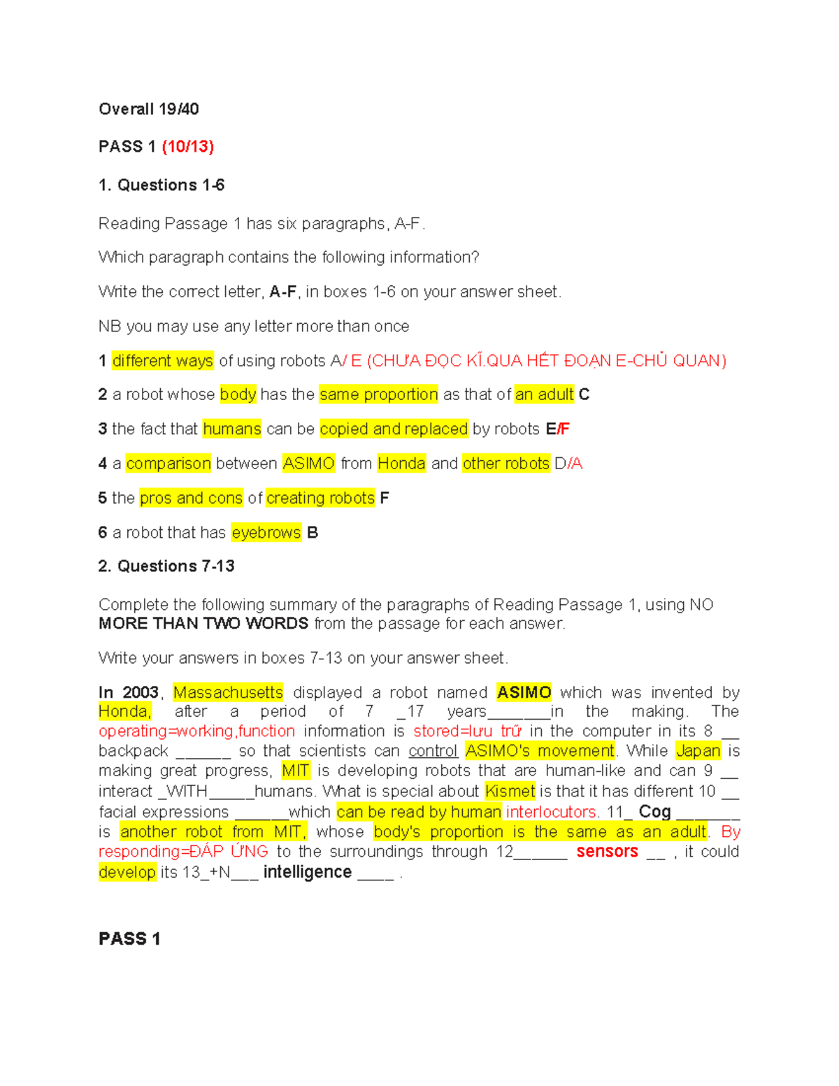 Actual Test 6 Vol 2: Reading Passage Questions and Answers - Studocu