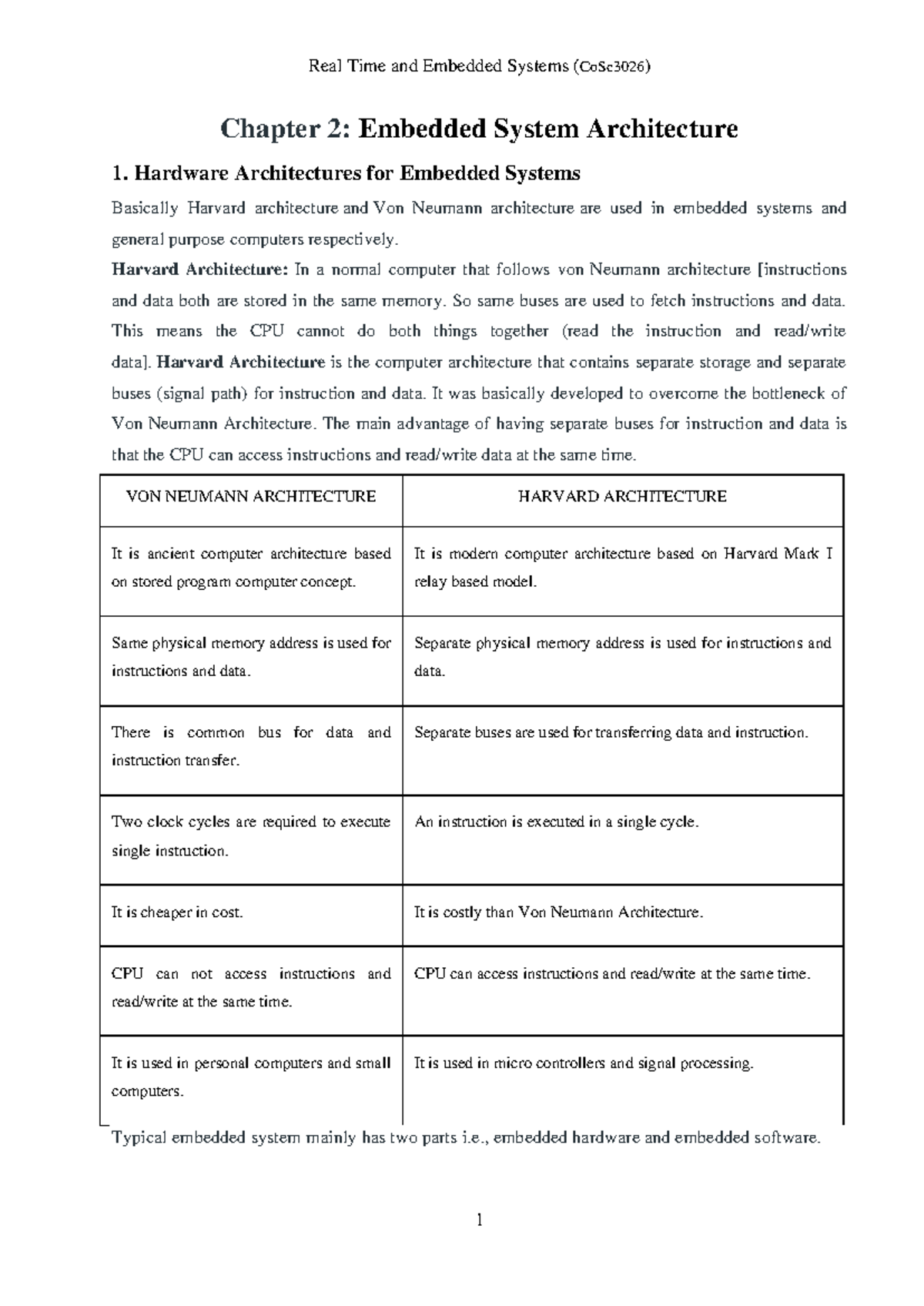Chapter 2 - Embedded System Architecture (EE 101) - Studocu
