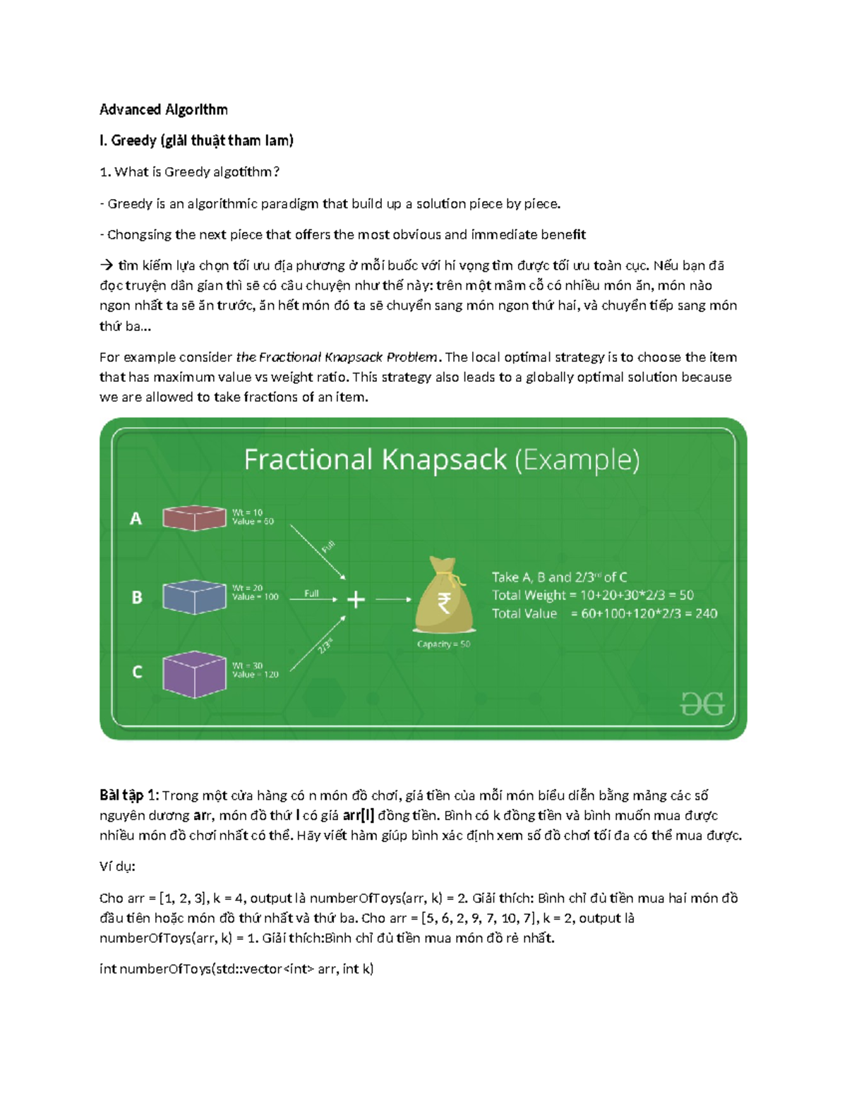 Advanced Algorithm - dsadasd - Advanced Algorithm I. Greedy (giải thuật ...