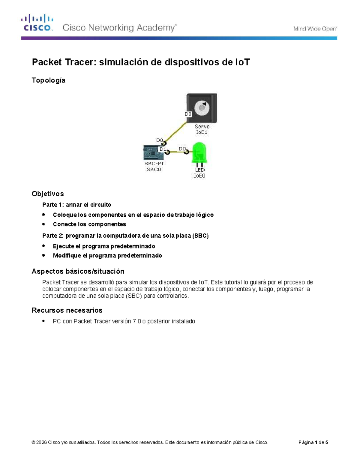 Packet Tracer: Simulación de Dispositivos IoT - Parte 1 - Studocu
