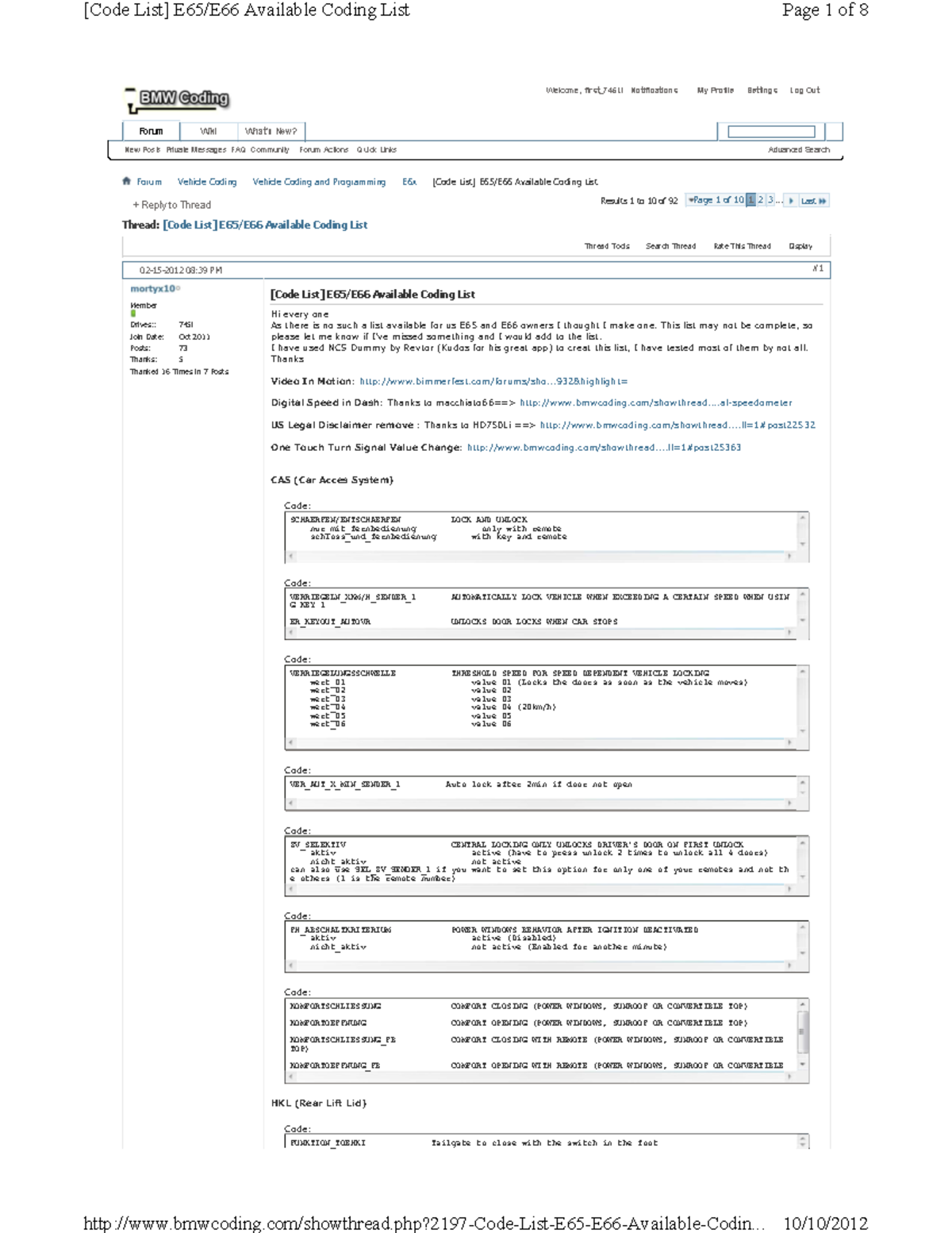 E65-E66 Available Coding List - Forum Vehicle Coding Vehicle Coding and ...