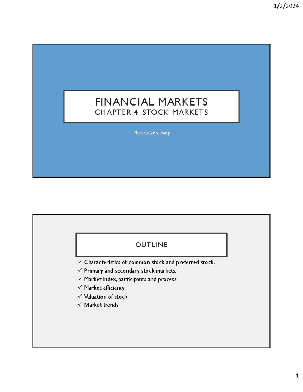 FIN 101: Chapter 4 - Stock Markets Overview and Key Concepts - Studocu