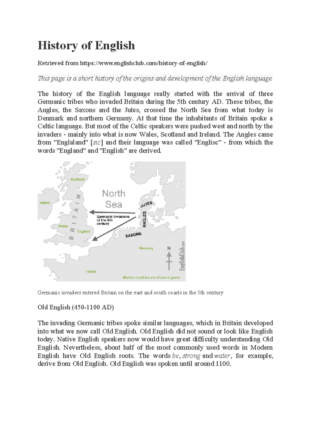 A Comprehensive Overview of the History of the English Language - Studocu