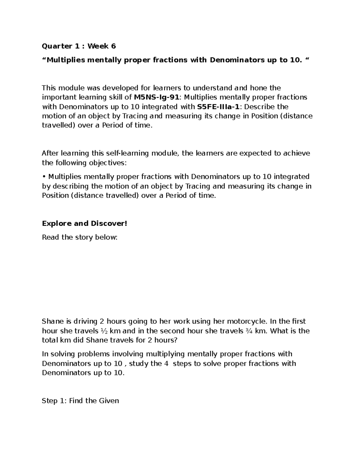 Math Module: Week 6 - Multiplying Fractions & Equivalent Ratios - Studocu