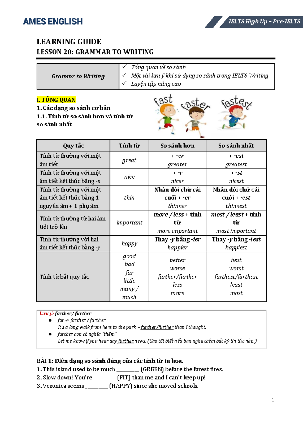 IELTS High Up – Pre-IELTS L20: Grammar to Writing Guide - Studocu